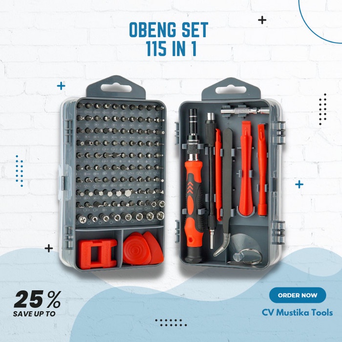 Jual Tool kit set box obeng 115 in 1 Toolkit Alat Reparasi Servis Hp Laptop | Shopee Indonesia