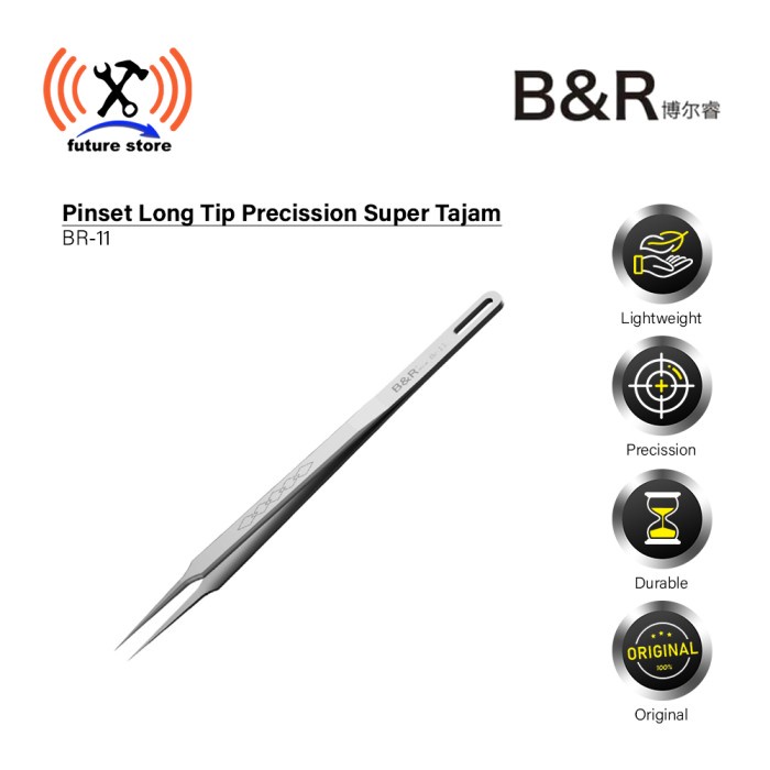 Jual B&R BR-11 Pinset Lurus Runcing Long Tip Precision Super Tajam ...