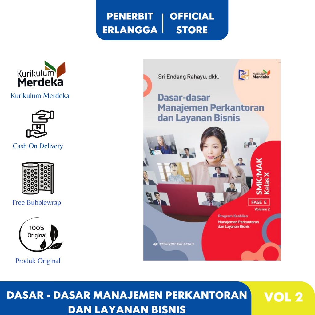 Jual [Erlangga Official] Dasar Dasar Manajemen Perkantoran & Layanan Bisnis Smk Kelas 10 Volume ...