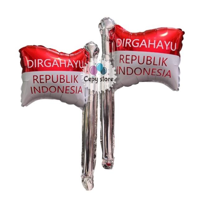 Jual Balon Foil Stick Bendera Merah Putih / Balon DIRGAHAYU RI 17 ...