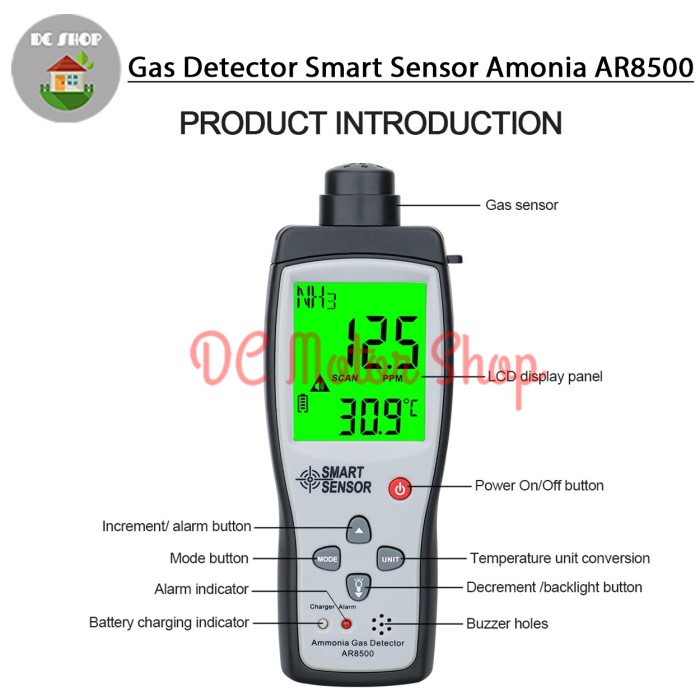 Jual Smart Sensor AR8500 Ammonia Monitor Gas Detector Alat Ukur Amonia NH3 | Shopee Indonesia