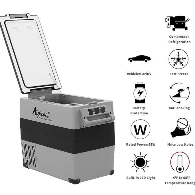 Jual Kulkas Portable Mobil Mini Fridge Freezer 55L Hitam Abu CF55 ...