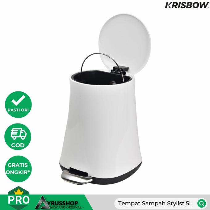 Jual Termantab] Tempat Sampah Stylish 5L Pedal Injak/Dust Bin/Pedal Bin/Krisbow/Putih | Shopee ...