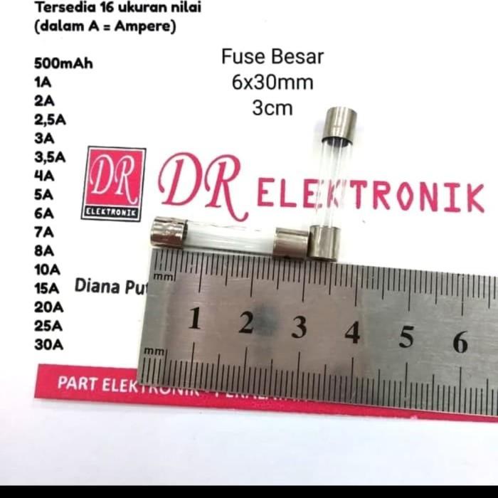 Jual Fuse Sikring Sekring Kaca 7A 7 Amper 6x30mm 3cm 3 cm besar ...