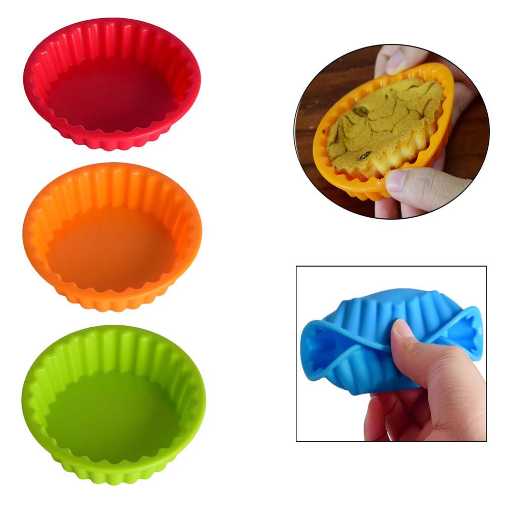 Jual &Hot Sale Silicone Tart Molds Mini Quiche Mould Non-stick Round ...