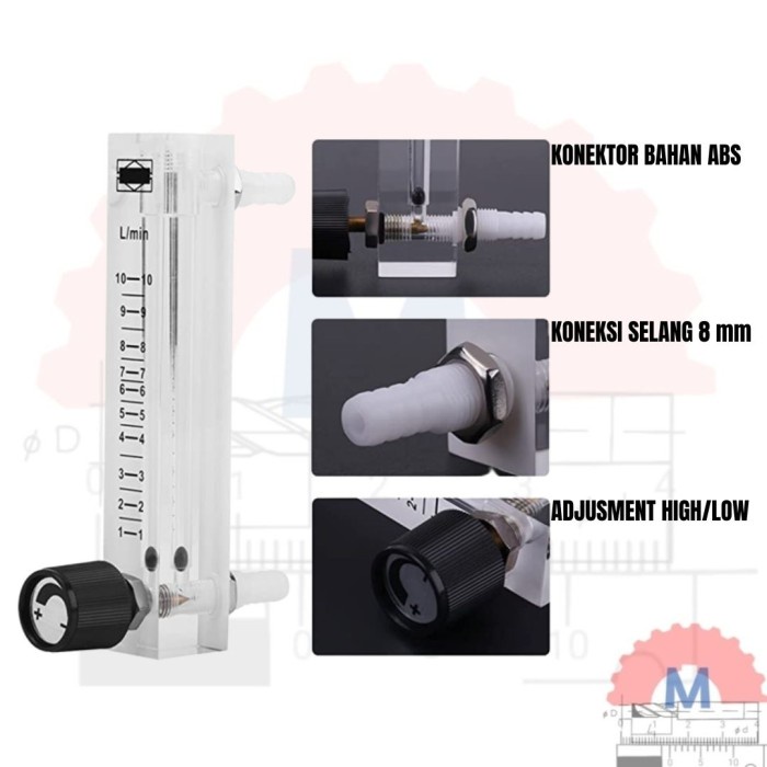 Jual Flowmeter Oksigen 10 Lpm Flow Meter Rotameter Udara Gas Terlariss ...