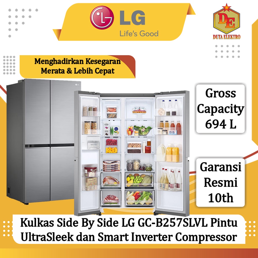 Jual Kulkas Side By Side LG GC-B257SLVL Pintu UltraSleek dan Smart Inverter Compressor | Shopee ...