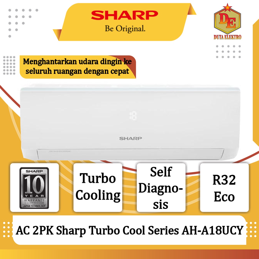 Jual AC 2PK Sharp Turbo Cool Series AH-A18UCY | Shopee Indonesia