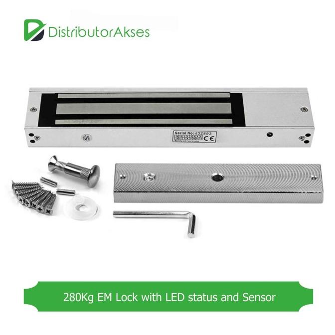 Jual EM Lock Magnetic Lock 280Kg 600Lbs with LED status dan Sensor ...