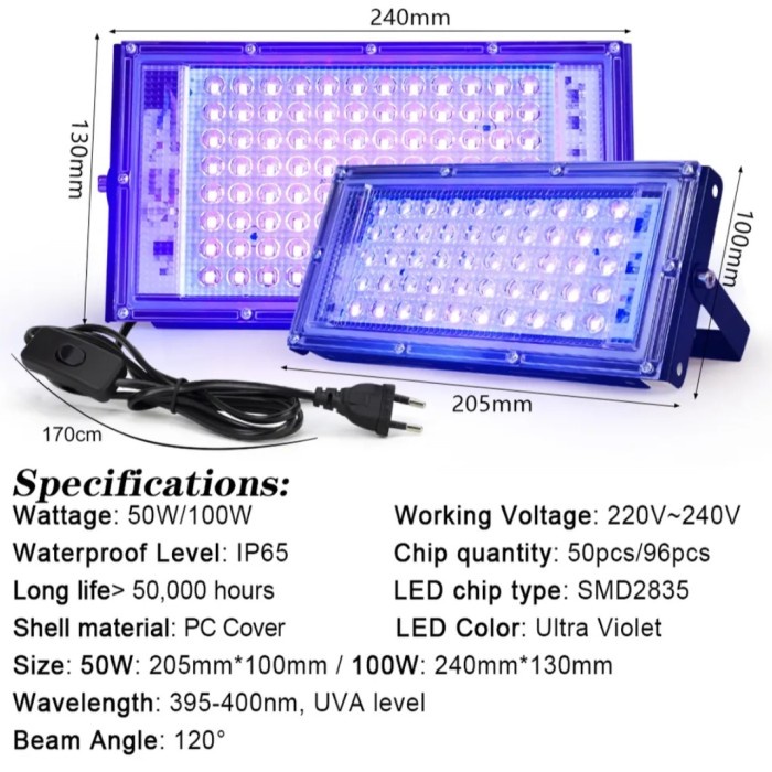 Jual Lampu Sorot Uv Ultra Violet Spotlight Taman Led Glow In The Dark ...