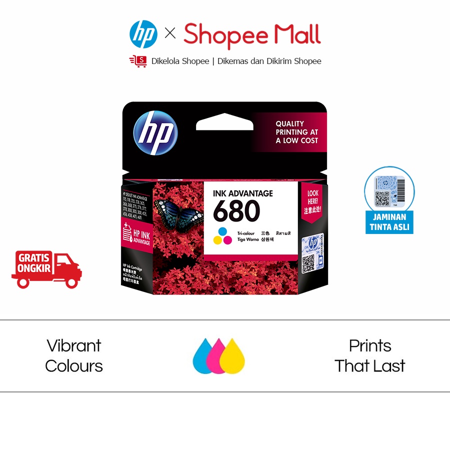 Jual HP Tinta 680 Tri-Color Bebas Ongkir - F6V26AA | Shopee Indonesia