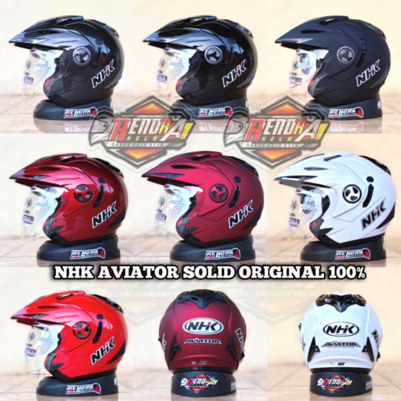 Jual HELM NHK AVIATOR SOLID ORIGINAL 100% NHK AVIATOR DOBEL VISOR ...