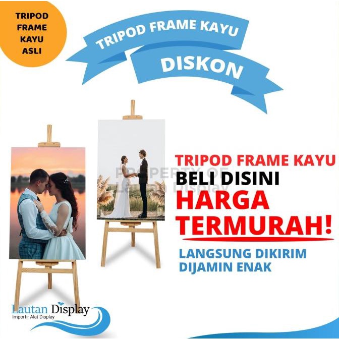 Jual Standing Frame Kayu Tripod Frame Kayu Jati Stand Bingkai Foto Kayu ...