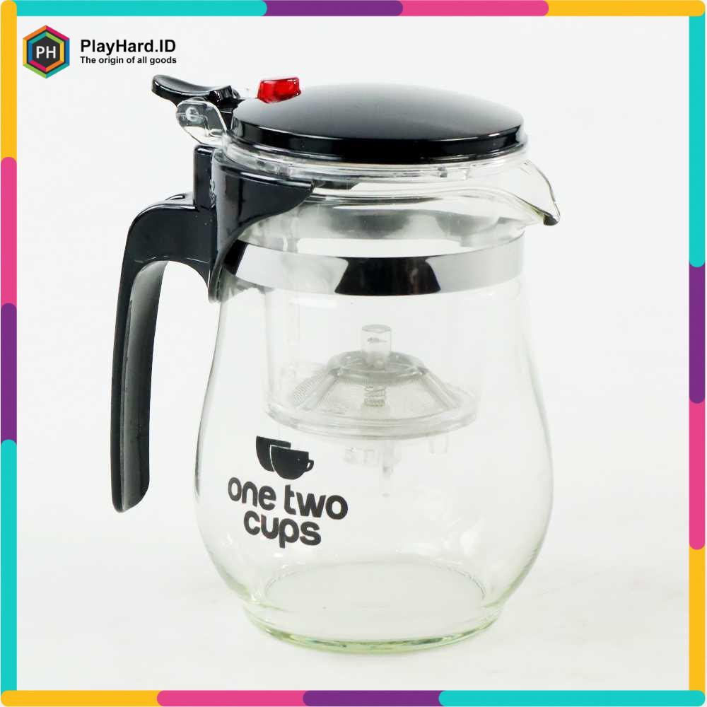 Jual One Two Cups Teko Kaca Teh Kopi Pitcher dengan Saringan 500ml | Shopee Indonesia