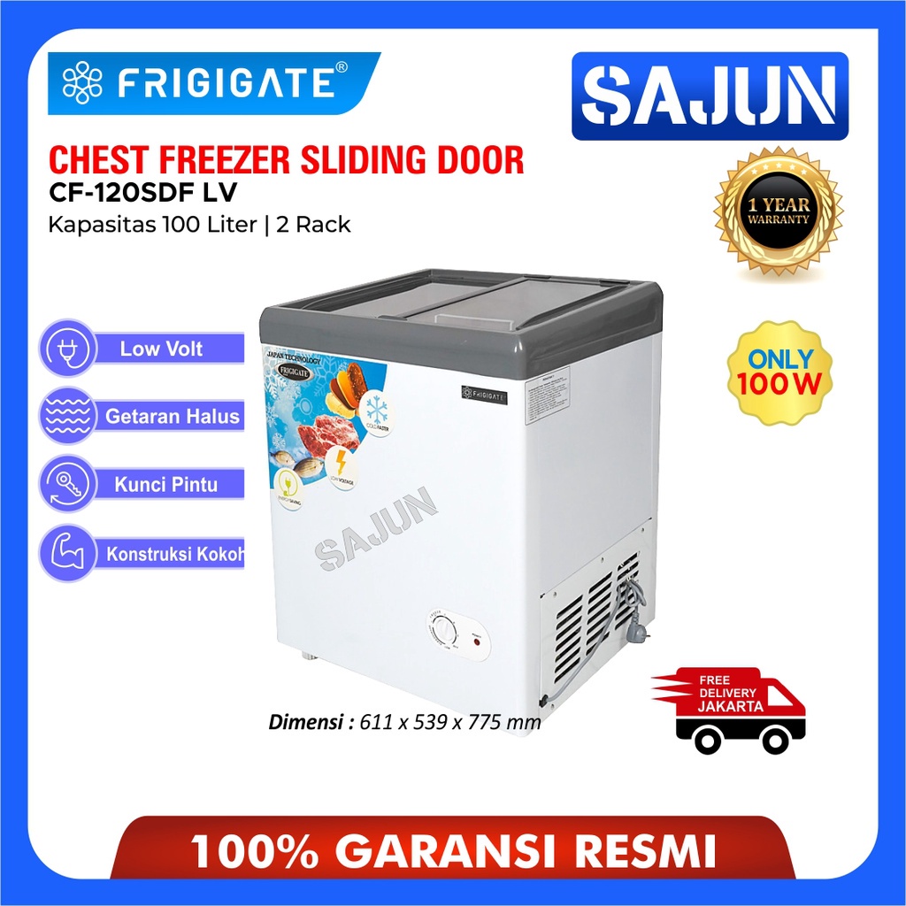 Jual Frigigate CF-120SDF LV Chest Freezer Sliding Door Flat 100 Liter ...