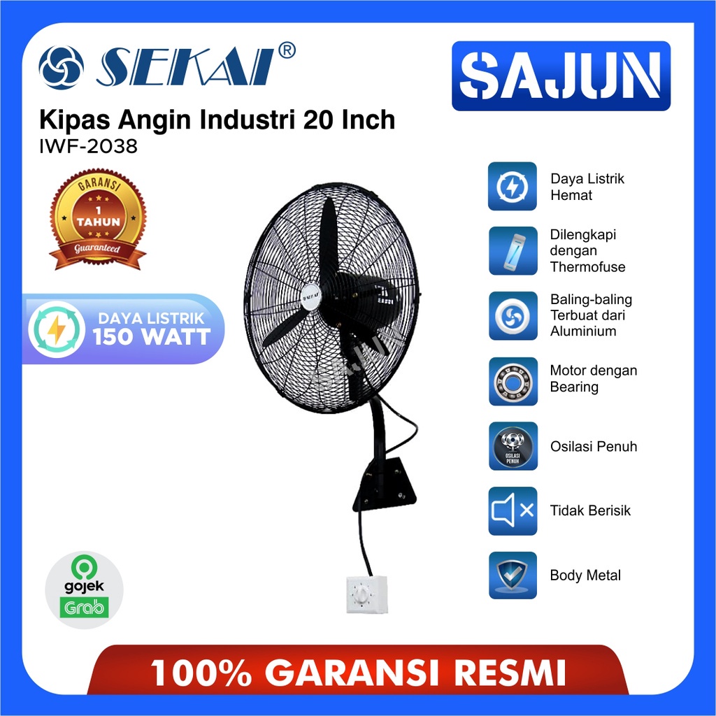 Jual Sekai Kipas Angin Dinding Industri 20 Inch IWF 2038 / IWF2038 ...