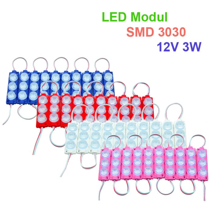 Jual Lampu LED Strip Modul Module SMD 3030 3 Mata 3W 12V IP67 Waterproof | Shopee Indonesia