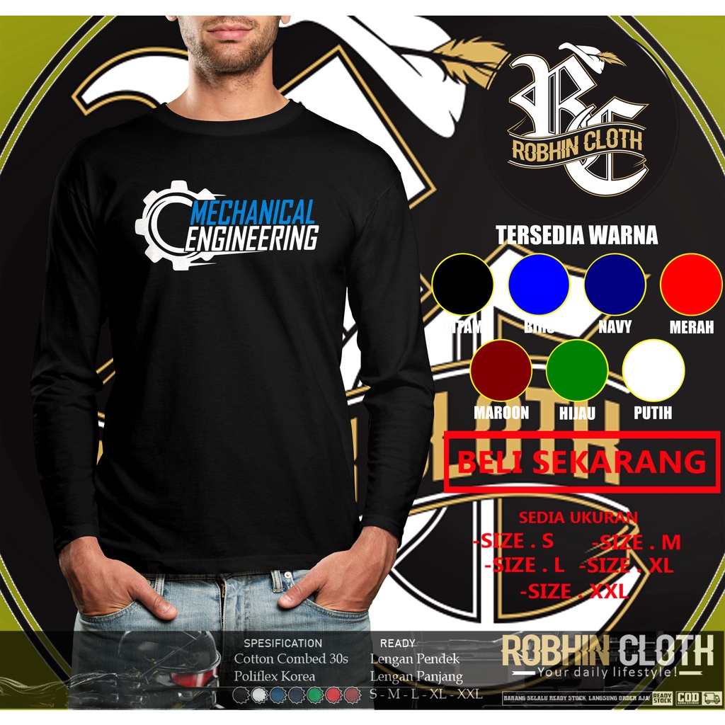 Jual Kaos Mechanical Engineering Teknik Mesin V2 Lengan Panjang Baju ...