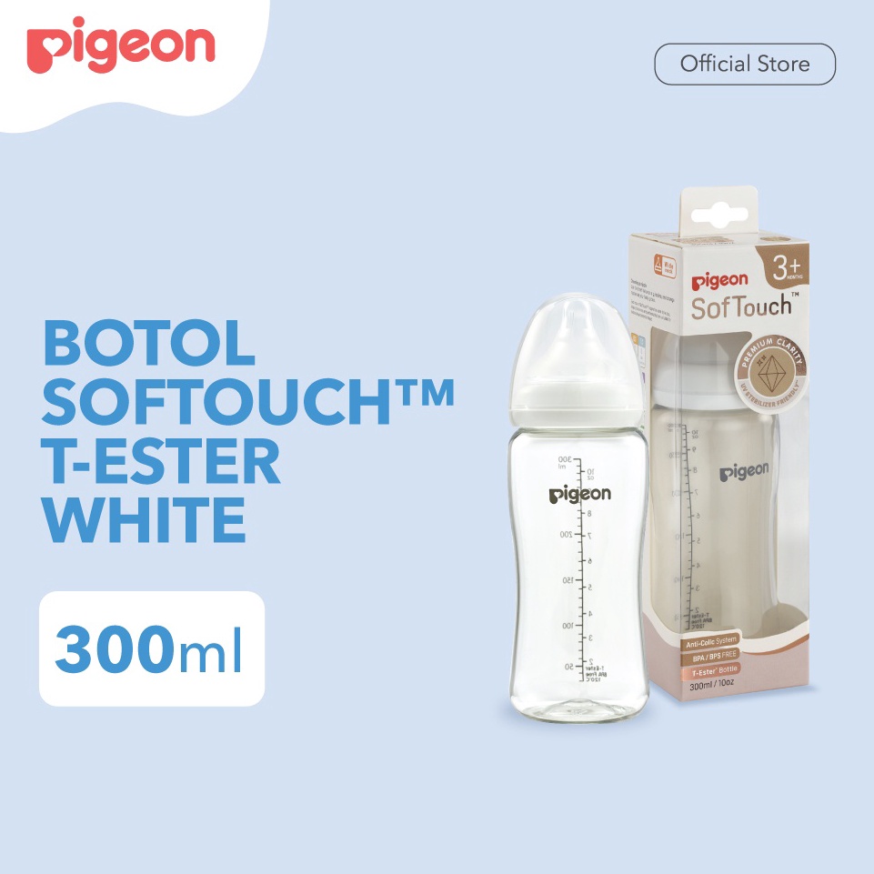 Jual Best Seller!.. PIGEON Botol T-Ester Wide Neck 300ml White W/ P-Plus Nipple | Shopee Indonesia