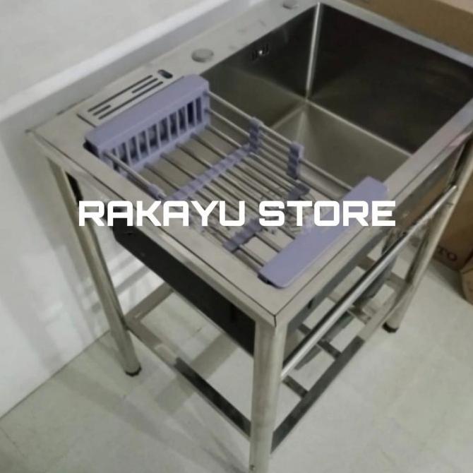 Jual Kitchen Sink 6045 Stainless+Kaki/Meja Bak Cuci Piring Portable ...