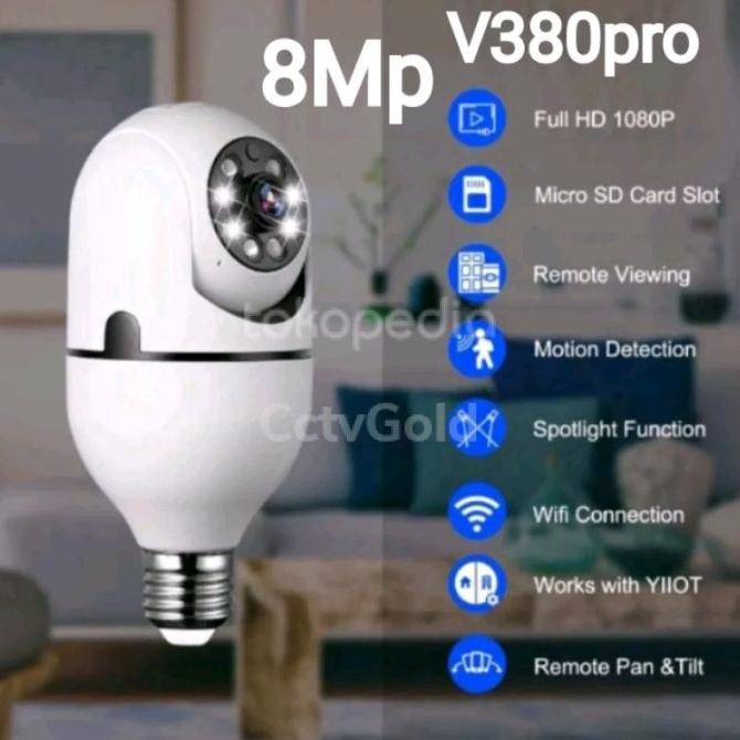 Jual Cctv Bohlam Lampu Camera Cctv V380 Pro wifi Wireless model Bohlam ...