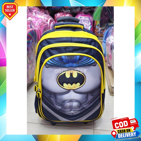 Jual Tas Troli Anak Laki Laki Sekolah Sd Ransel Import Premium Karakter Gambar Superhero Timbul ...