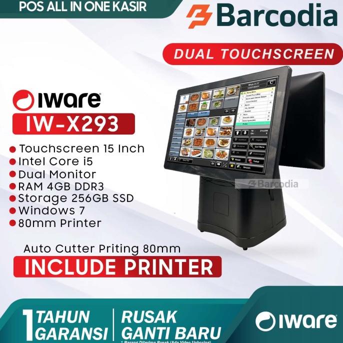 Jual Mesin Kasir Pc Pos All In One Dual Monitor I5 Touchscreen Iware X293 Original | Shopee ...