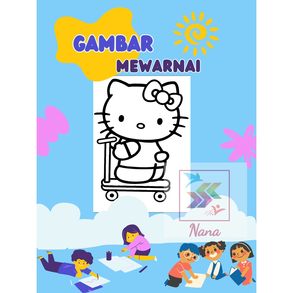 Jual Gambar Sketsa Mewarnai / Hello Kitty / Part 1 / Gambar Sketsa ...