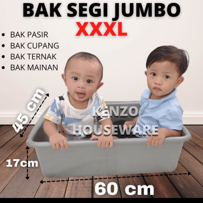Jual Bak Segi Abu Taiwan 60x45x17CM Bak Segi Jumbo Besar Ukuran XL Box ...
