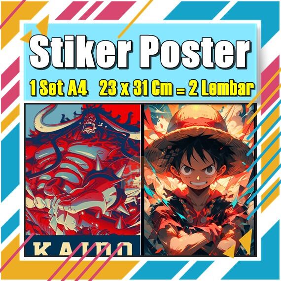 Jual Poster Stiker Label One Piece 3 Luppy zoro Brock sanji coper nami ...