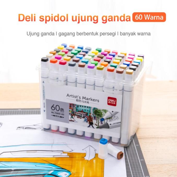 Jual Deli Spidol 24Warna Dengan Ujung Tip Ganda Desain Profesional ...