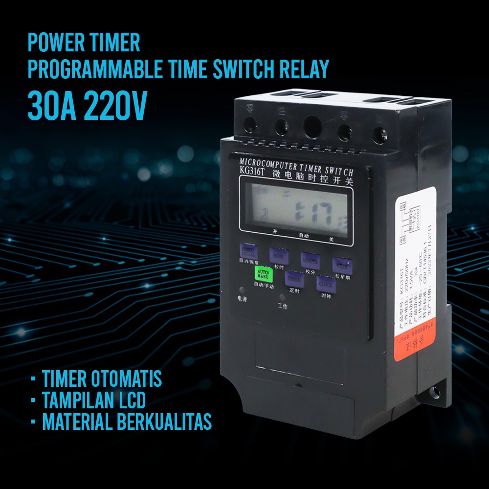 Jual MCB Power Timer Programmable Time Switch Relay 30A 220V Original ...