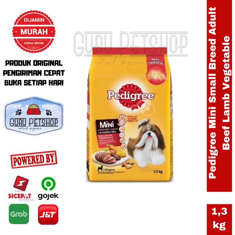 Jual Pedigree Small Breed Mini Beef & Vegetable 1,3Kg Dog Food Makanan ...