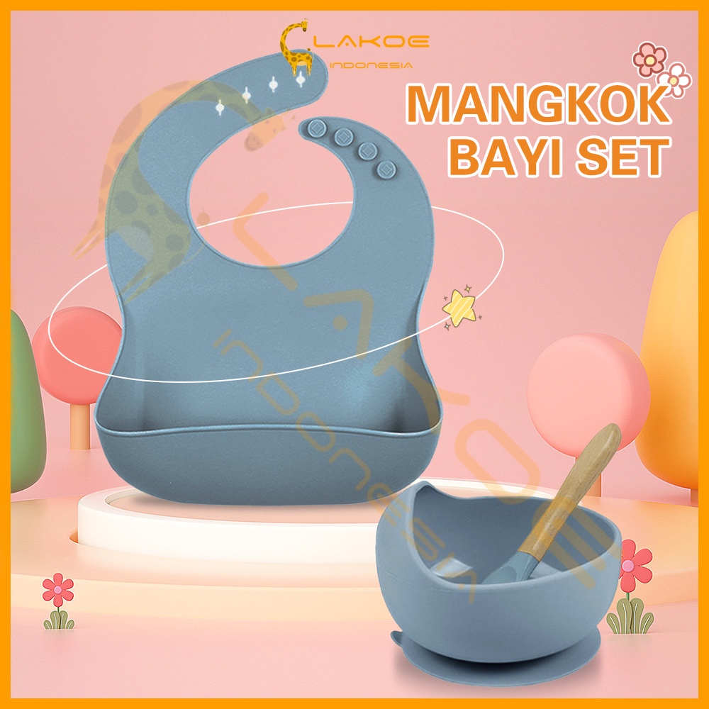 Jual LAKOE 3pcs Premium Baby Bibs Silikon BPA Free/Mpasi Celemek Makan ...