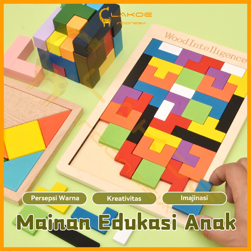 Jual Mainan Puzzle Tetris Russian Block Toy Mainan kayu Edukasi anak ...
