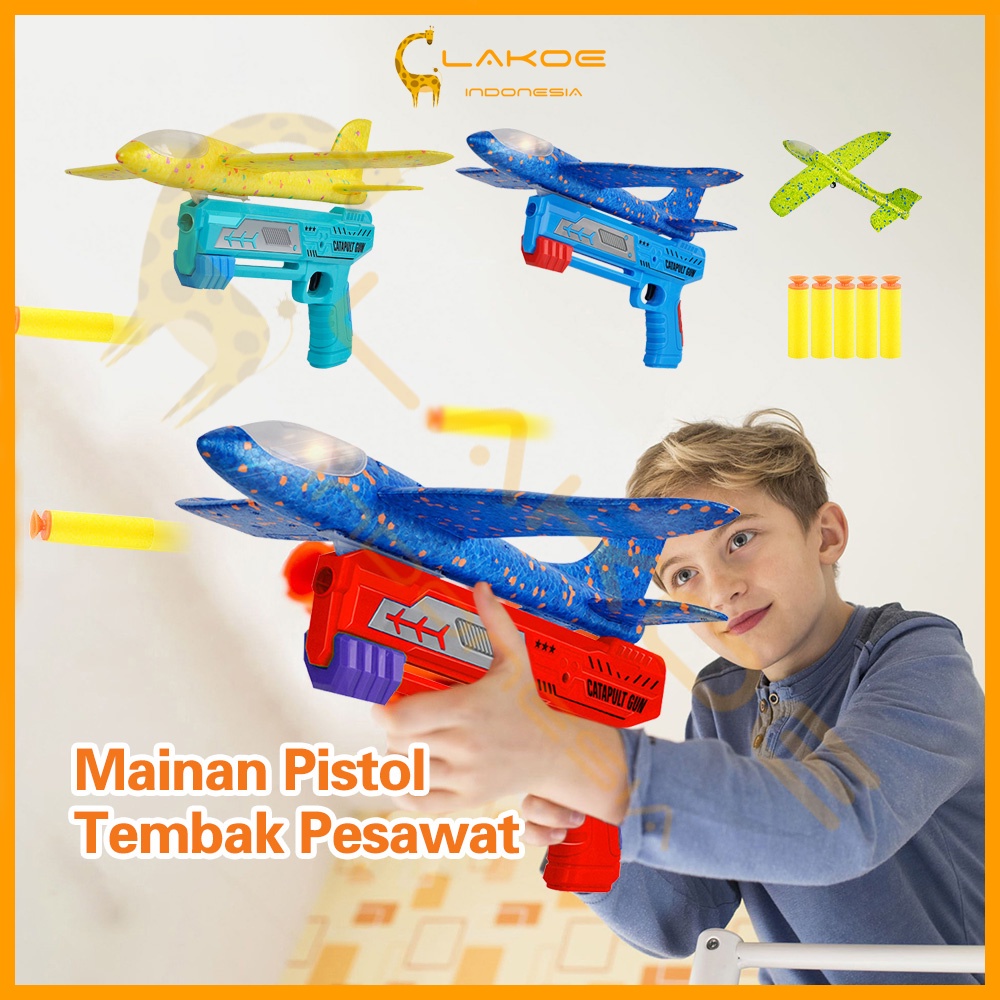 Jual LAKOE Mainan Pistol Tembak Pesawat terbang air/Catapult Gun Anak ...