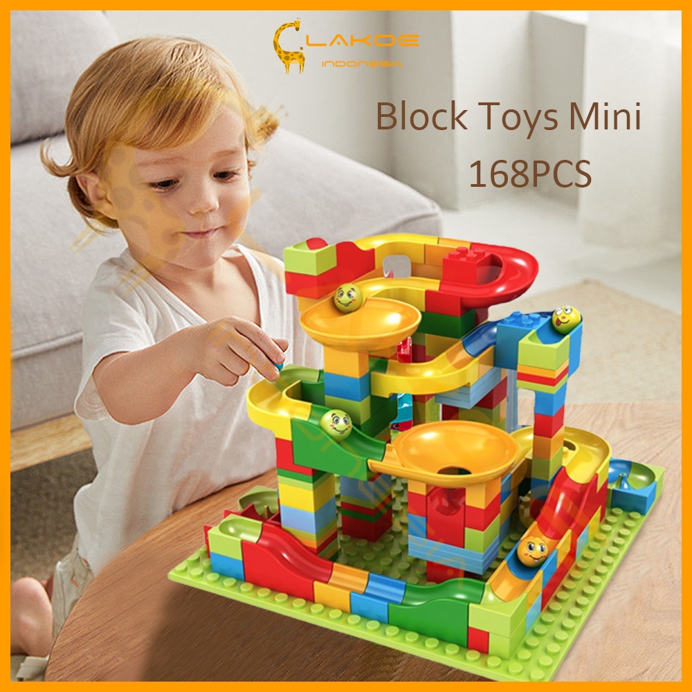 Jual LAKOE 168PCS mainan balok susun marble run race bricks block ...