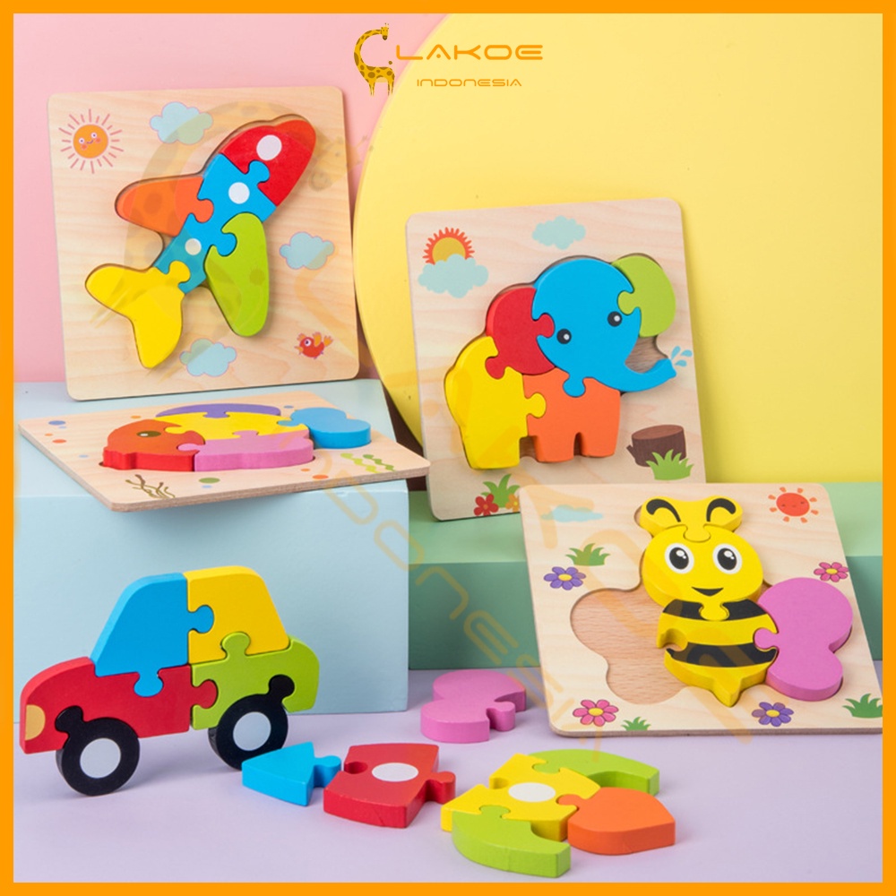 Jual LAKOE 3d puzzle kayu mainan edukasi anak lucu wooden puzzle toys ...