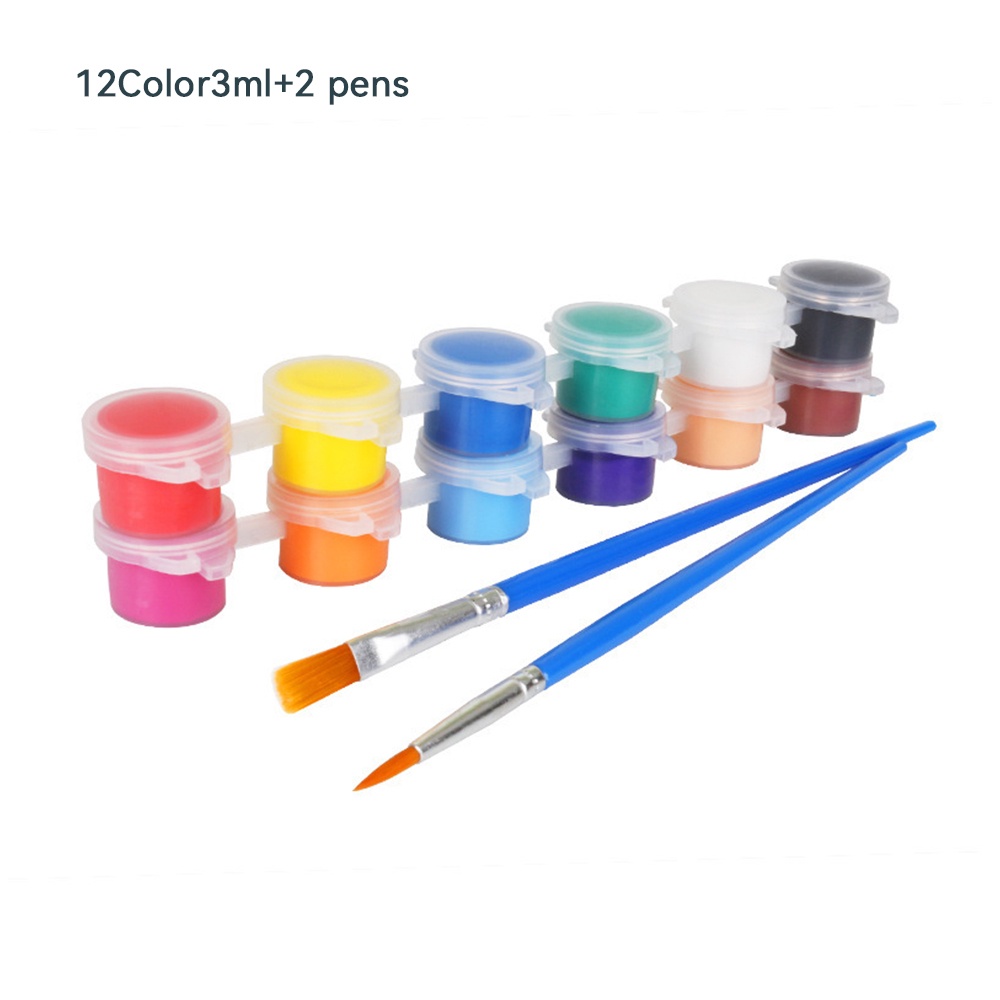 Jual IDOON Pot Cat Plastik Renteng 12 Warna Cat Dengan Pena /Tempat Cat ...