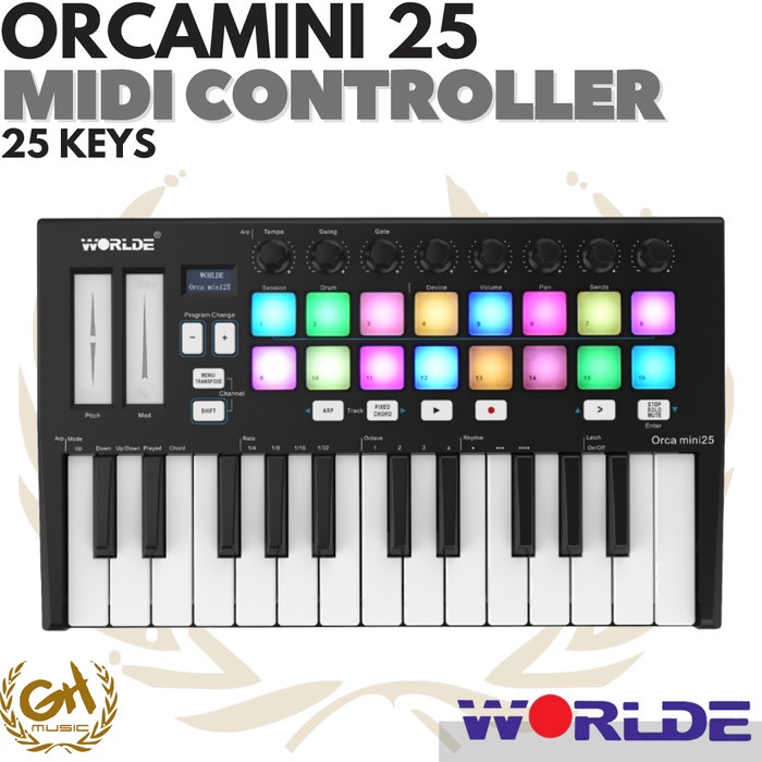 Jual WORLDE ORCA MINI 25 MIDI CONTROLLER KEYBOARD | Shopee Indonesia