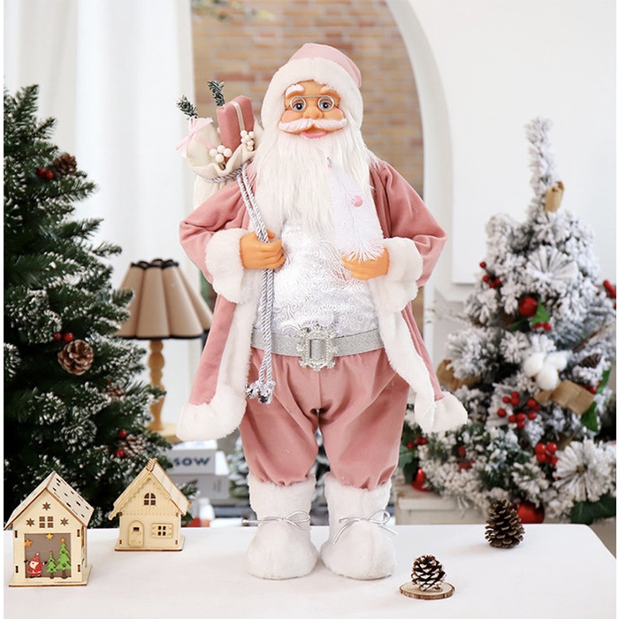 Jual Aman Pajangan Mainan Boneka Santa Claus Berdiri Pink Rose 30Cm ...