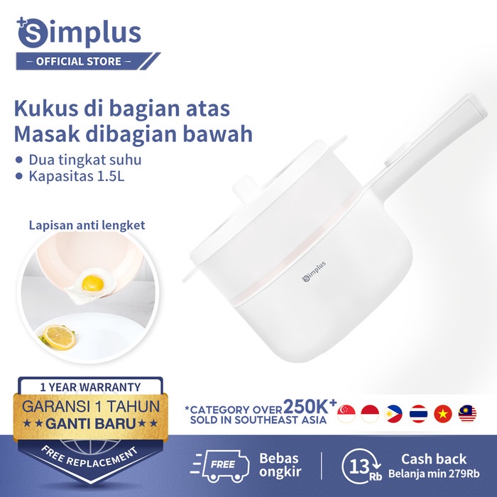 Jual SIMPLUS PANCI LISTRIK SERBAGUNA LOW WATT 1.5L LAPISAN KERAMIK PANCI | Shopee Indonesia