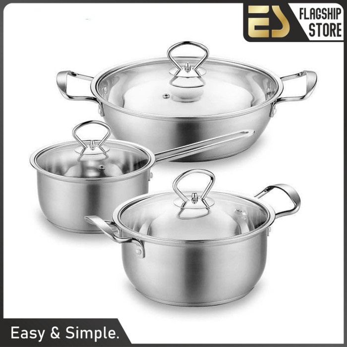 Jual Es Panci Set Panci Masak Stainless Steel 304 Isi 3 Set Panci ...