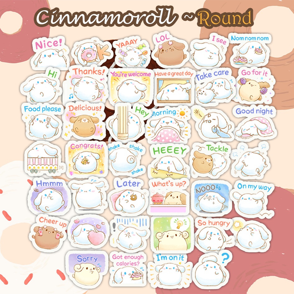 Jual Sticker Pack Cinnamoroll Round (Sanrio) / Stiker Cute Lucu Imut ...