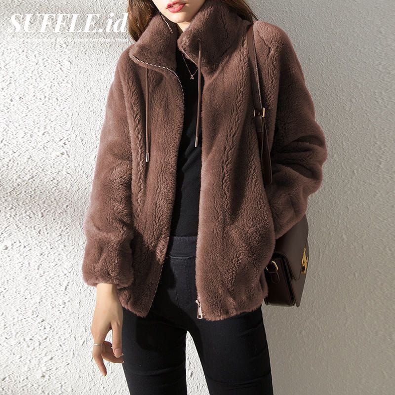 Jual SUFFLE.id JAKET BULU TEBAL WANITA/JAKET SHERPA/JAKET MUSIM DINGIN | Shopee Indonesia