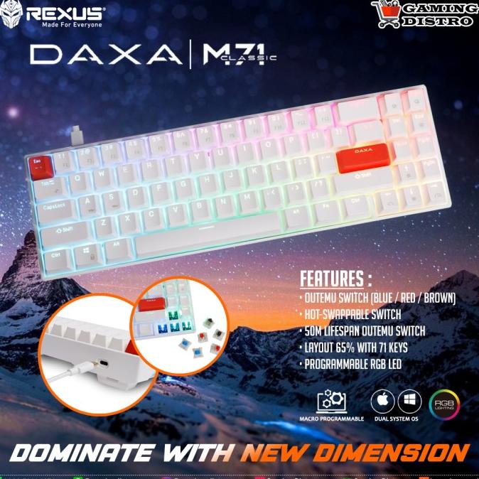 Jual Rexus Daxa M71 Classic White Mini Mechanical Keyboard - Rexus Daxa ...