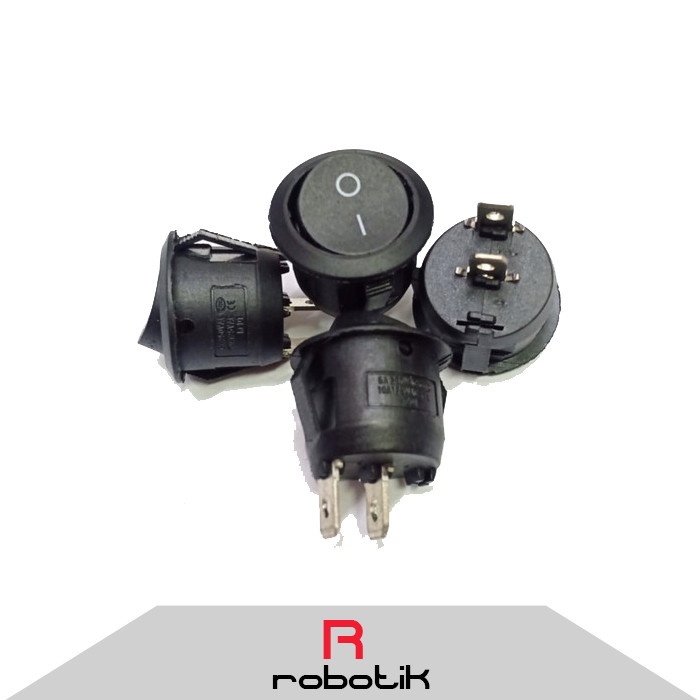 Jual Rocker saklar switch 2p 2 pin on off bulat hitam 20mm | Shopee ...