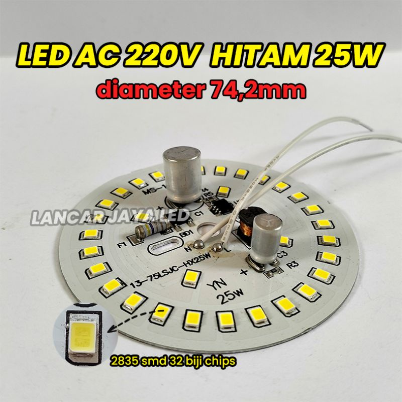 Jual PCB LED AC HITAM All Watt 3,5,7,7(custom)9,12,15,18,20,25,30 ...