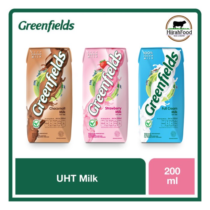 Jual Susu Greenfields UHT Milk Full Cream/Choco Malt/Strawberry (200 ml) | Shopee Indonesia