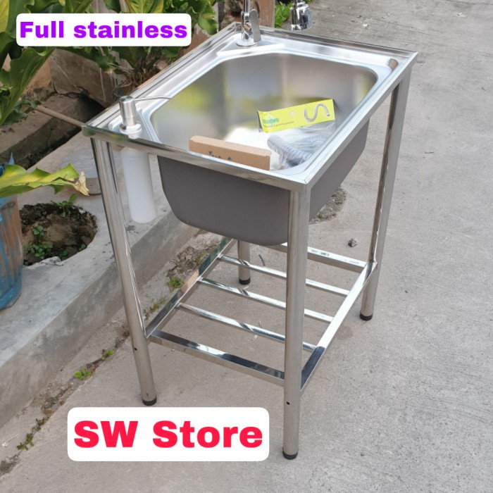 Jual kitchen sink table bak cuci piring meja single bowl 60x45 ...